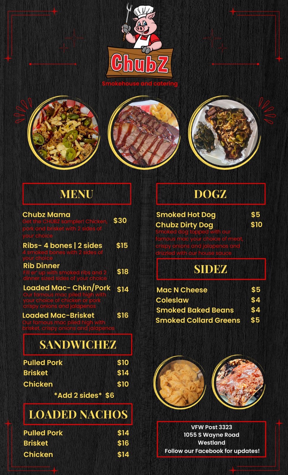 Menus | Chubz Smoke House Catering in Westland, MI